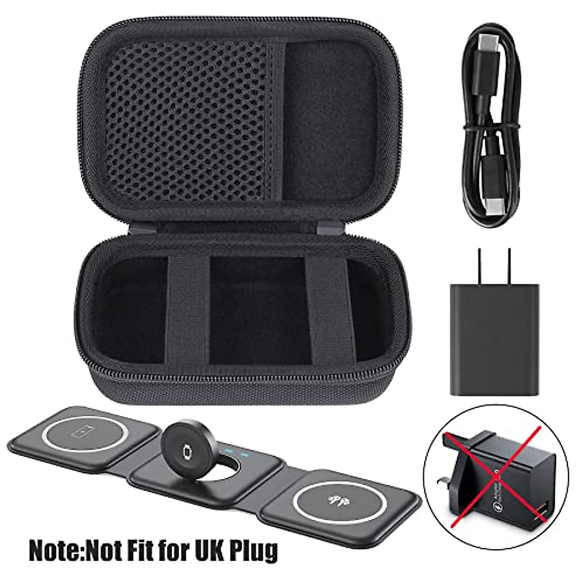 Aenllosi Hard Carrying Case Replacement for UCOMX Nano 3 in 1 Foldable Wireless Charging Station (Black,Case Only)