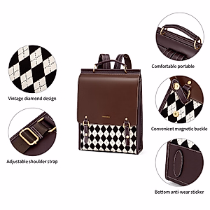 Cnoles Leather Backpack Purse For Women Fashion Ladies Vintage Bag Casual College Travel Backpacks Large bags Black