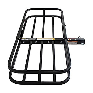 MaxxHaul 70107 53" x 19-1/2" Hitch Cargo Carrier - Trailer Mount Steel With High Side Rails For RV's, Trucks, SUV's, Vans, Cars 2" Receiver 500-lb Load Capacity , Black