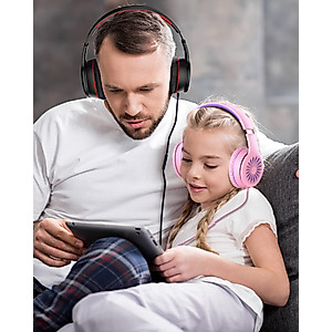 ELECDER i45 On-Ear Headphones with Microphone - Foldable Stereo Bass Headphones with No-Tangle 1.5M Cord, 3.5MM Jack, Portable Wired Headphones for School/Kids/Teens/Smartphones/Travel/Tablet - Pink