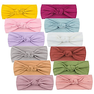 Baby Bow Headbands Turban Knotted, Girl's Hairbands for Newborn,Toddler and Childrens (Knot 12Pack)