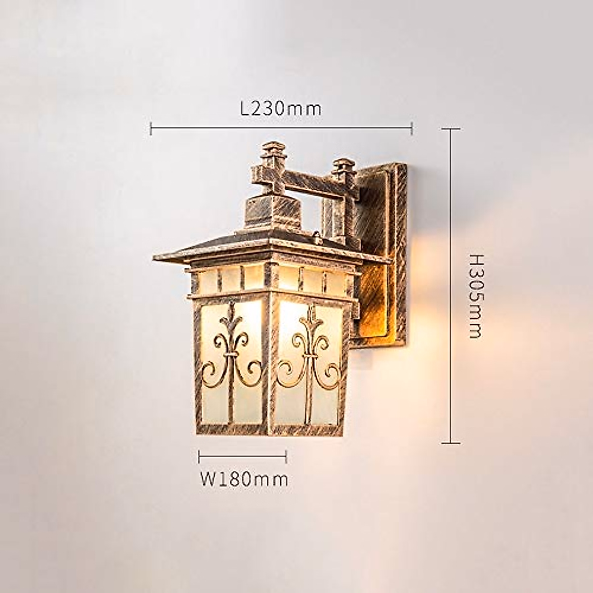 PEHUB Waterproof Outdoor Wall Lamp Courtyard Aisle Lights Villa Balcony Wrought Iron Wall Light Country Lantern Retro Aluminum Exterior Balcony Garden Wall Sconces Decoration Exterior Light Fixture