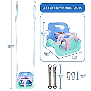 nets Tribe Toddler Swing, 3-in-1 Baby Swing Seat, Anti-Flip Snug & Secure Detachable Kids Swing Set, Infants to Teens Swing Seat for Playground Indoor Outdoor. (Macaron Green)