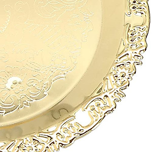 Round Fruit Tray, Gold Plated Stainless Steel Multifunctional Good Decoration Decorative Dessert Plate for Ceremony