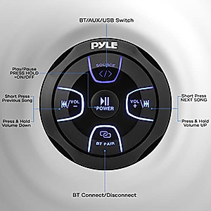 Pyle Amplified Wireless BT Audio Controller - 300 Watt Waterproof Rated Marine Receiver Remote Control for Car, Truck, Boat, 4x4, PowerSport Vehicles, Full Range Stereo Sound Reproduction -PLMRBT20