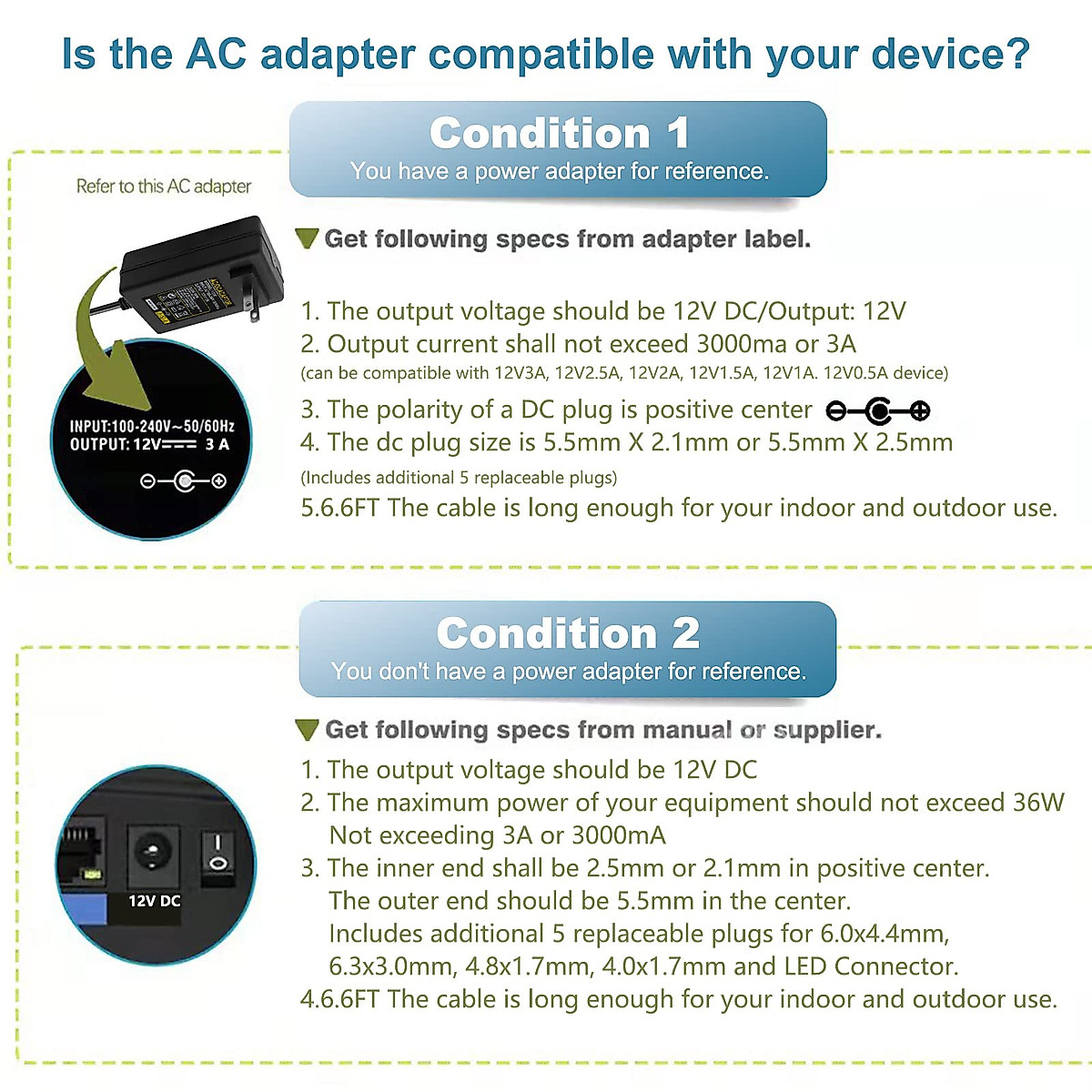 12V 3A Adapter Power Supply Cord Fit for DOSS SoundBox XL, Braven BRV-X BRVX BRVXGWB BRVXBBB 805 1100 BRV-HD Bluetooth Speaker, Bose Companion 2 Series II III 2 3 PC Speakers Replacement Charger Cable