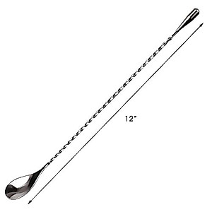 Mixing Spoon Stainless Steel Set of 2 Professional Cocktail Bar Tool (12 Inches) Japanese Style Teardrop End Design