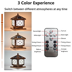 MODEBHD Traditional Gate Wall Outdoor Post Light, Decoration Garden Solar Light, Creative Landscape Column Head Lamp, Personality Patio Pillar Lamp, Waterproof Household Pillar Lantern