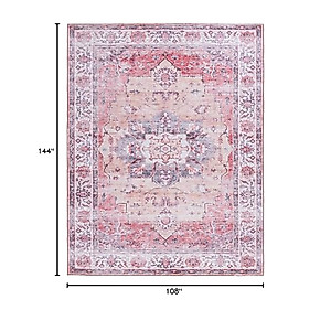 SAFAVIEH Tucson Collection Area Rug - 9' x 12', Rust & Beige, Persian Design, Non-Shedding Machine Washable & Slip Resistant Ideal for High Traffic Areas in Living Room, Bedroom (TSN163P)