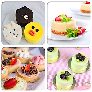 Ocmoiy 2 Inch Round Silicone Mold for Oreo Chocolate Covered Cookie Mold, 24 Cup Cylinder Silicone Mini Cake Baking Mold, Cake Puck Mold Set of 2