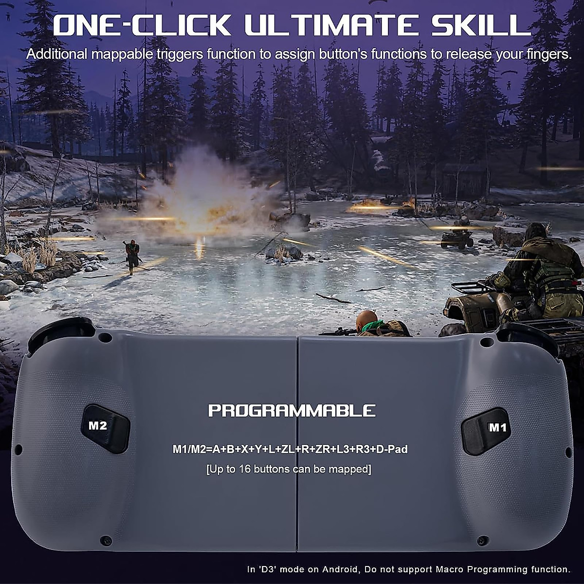 Megadream Mobile Game Controller Gamepad for iPhone iOS Android PC: Works with iPhone 16/15/14/13/12/11, iPad, Samsung Galaxy, TCL, Tablet, Call of Duty, Black Desert Mobile - Directly Play (Grey)