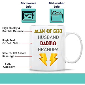 Christian Believers Gift, Ideal Gift for a Grandfather - Man Of God Prayers, Navy Multicolor Unisex Sweat 11 Oz White Ceramic Coffee Mug