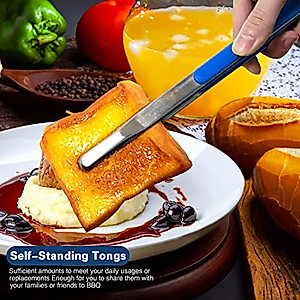 4Pcs Stainless Steel Kitchen Tongs, Serving Tongs for Cooking, 10" Metal Food Tongs with Non-Slip Comfort Grip, Non-Stick Cooking Tongs High Heat Resistant BBQ Tongs Grill Tongs for Barbecue Grilling…