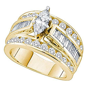 Dazzlingrock Collection 14kt Yellow Gold Womens Marquise Diamond Solitaire Bridal Wedding Engagement Ring 2.00 ctw