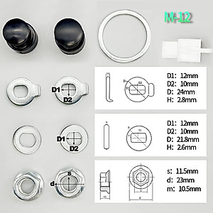 Electric Bike Hub Motor Shaft 12mm /14mm Shaft Screw Cap Washer/Spacer/Nut Cover Electric Bike Hub Lock for 500-1000 Watt Motors