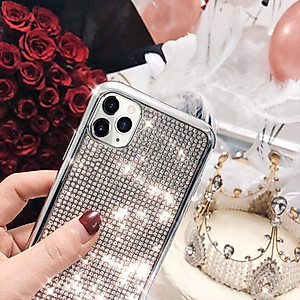 LUVI Fusicase for iPhone 11 Diamond Case Cute Bling Glitter Rhinestone Crystal Shiny Sparkle Protective Cover with Electroplate Plating Bumper Luxury Fashion Case for iPhone 11 Silver