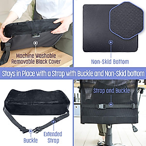 Aeris Memory Foam Seat Cushion for Office Chairs - Car Seat Cushion for Sciatica Pain - Carry Handle - Washable Cover-For Sitting Long Hours & Driving-Perfect for Truck Seats,Wheelchairs,Tailbone Pain