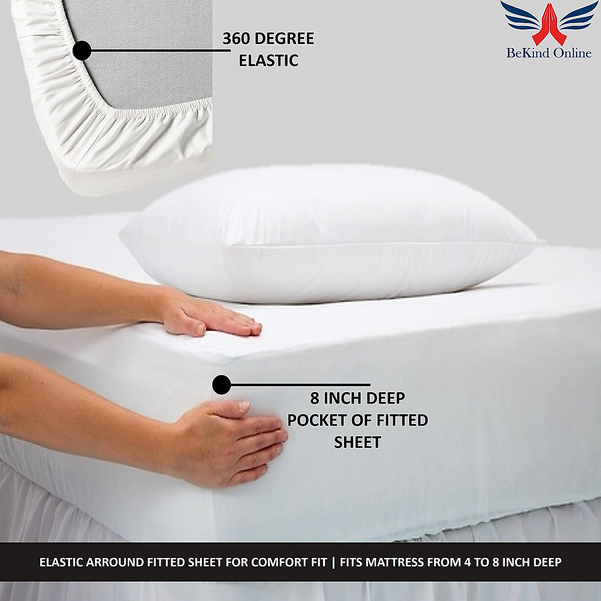 BeKind Online 600 Thread Count Olympic Queen Size Striped Sheet Set 100% Egypt Cotton 600 Thread-Count Hotel Quality Sateen Finish 8-Inches Deep Pockets Cotton Soft Egyptian Sheet - Taupe Stripe