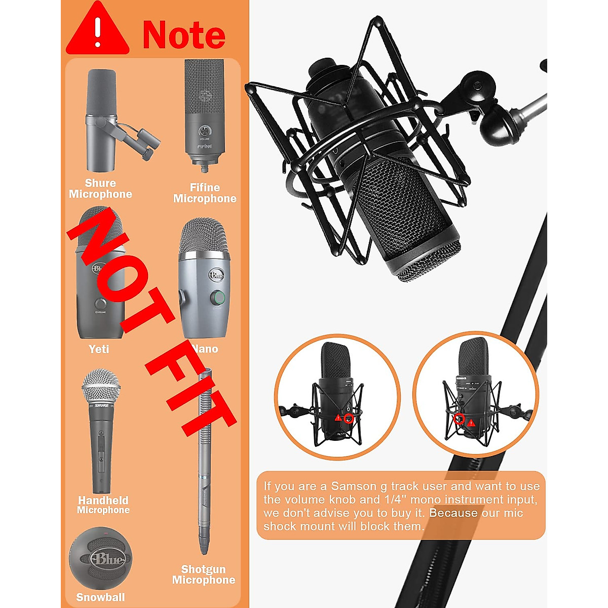 Boseen Microphone Shock Mount Mic Holder - Anti Vibration Spider Shockmount Compatible with Many Condenser Mics Like AT2020 MXL 770 MXL 990 Samson G Track Pro Rode Procaster NT1-A Neumann U87 etc.