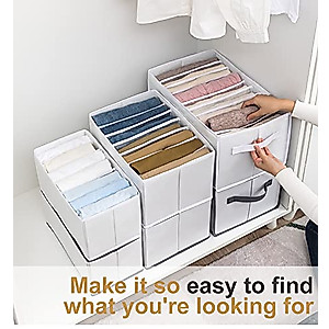 YUXES Dividers Drawer Organizer for Clothing Closet Shelf Wardrobe Clothes Organizer for Folded Clothes Jeans Pants Shirts Storage Bin Container for Bedroom Washable Collapsible