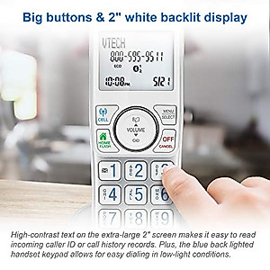 Vtech VS112-37 DECT 6.0 Bluetooth 3 Handset Cordless Phone for Home with Answering Machine, Call Blocking, Caller ID, Intercom and Connect to Cell (Silver & White)