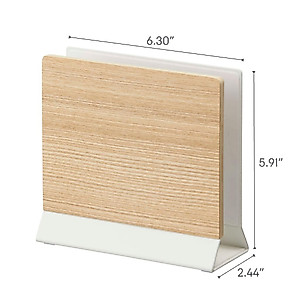 Yamazaki Home Rin Portable Laptop Holder Stand for Desk in Bedroom Or Office, Wooden Storage Station - Steel + Wood