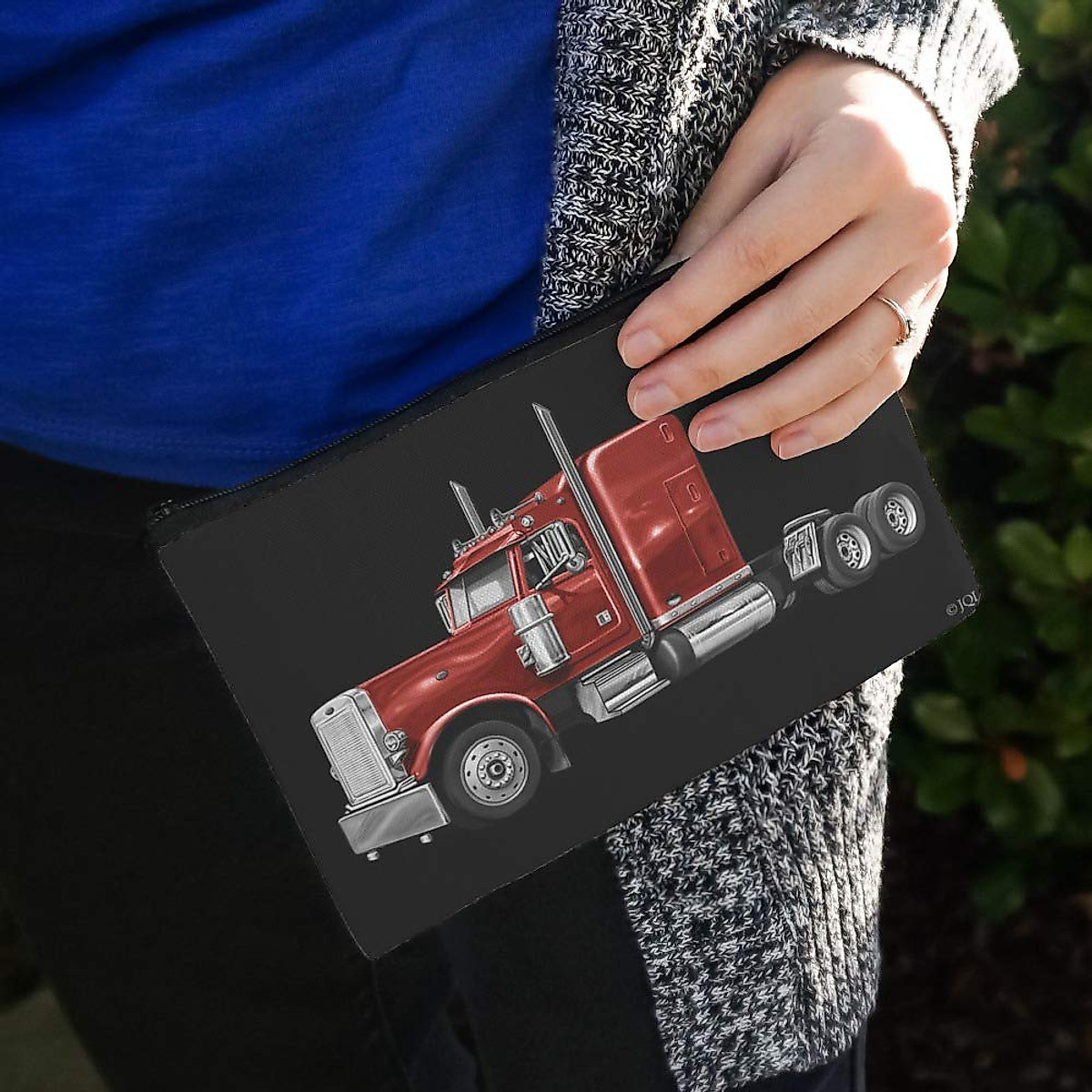 Semi Tractor Trailer Truck Trucker Pencil Pen Organizer Zipper Pouch Case