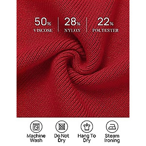 ZESICA Women's 2023 Fall Turtleneck Sweaters Dress Oversized Long Lantern Sleeve Casual Knit Pullover Short Dresses,Red,Small