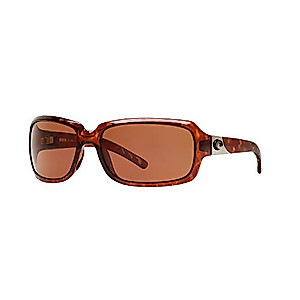 Costa Del Mar Womens Isabela Rectangular Sunglasses, Tortoise/Copper Polarized-580P, 64 mm