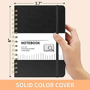 Ymomode Ruled Notebook/Journal - Notebooks with Hardcover and Premium Thick Paper, 8" x 5.7" (exclusive of spirals), College Ruled Spiral Notebook/Journal, Strong Twin-Wire Binding, Back Pocket