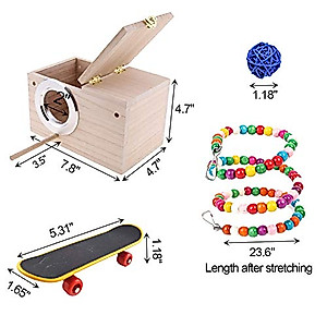 kathson Parrot Nest Breeding Box, Wood Bird Nest for Cage, Parakeet Nesting Box with Perches Pet House Natural Coconut Fiber Bird Toys for Parakeet Cockatoo Budgie Cockatiel Lovebirds (Small)