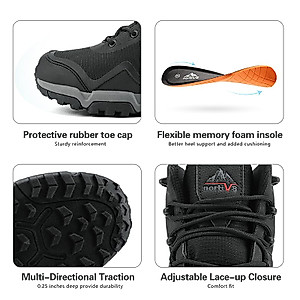 NORTIV 8 Men's Hiking Boots Waterproof Trekking Outdoor Mid Backpacking Mountaineering Shoes Size 9.5 M US BLACK JS19005M