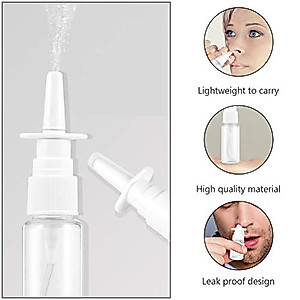 10Pcs Empty Nasal Spray Bottles Plastic Nasal Sprayer Refillable Clear Spray Bottles Containers Pot Fine Mist Sprayer Atomizers Transparent Makeup Cosmetics Essential Oils 10m and 20ml