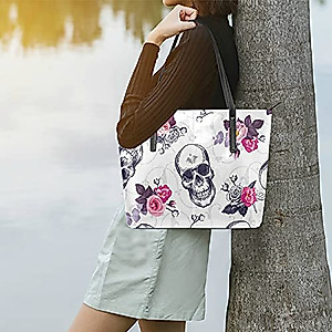 Skulls And Flower Handbags Shoulder Bags Leather Crossbody Handbag for Women Tote Satchel