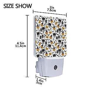 JSTEL Halloween Pumpkin Black Cat Night Lights Plug in Wall 2 Pack,Halloween Led Night Lights Plug into Wall Dusk to Dawn Sensor