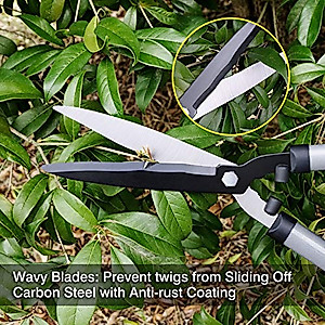 Colwelt Hedge Clippers 21'', Hedge Shears for Trimming Borders, Boxwood, and Bushes, Hedge Gardening Shears with Carbon Steel Sharp Blades & Ergonomic Comfortable Handle