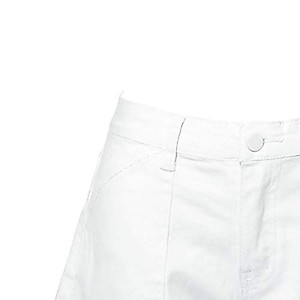 New Washed Shorts ,THENLIAN Women Washed Solid Short Mini Jeans Denim Pants Shorts(XXL, White)