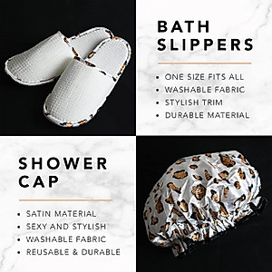 Valentines At-Home Spa Kit with Honey Almond Scent, Bath Gift Basket - Vit E-Rich Bath Essentials, Tumbler, Ear Candles, Bath Oil, Salts, Shower Steamer, Organic Lip Balm & More in Leopard Basket, 21