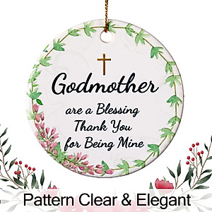 Godmother Christmas Ornament 2024:Thank You for Being Mine, Godmother Gifts from Godchild, Gift for Godmother, 2.9" Godmother Ornament 2024 (Green)