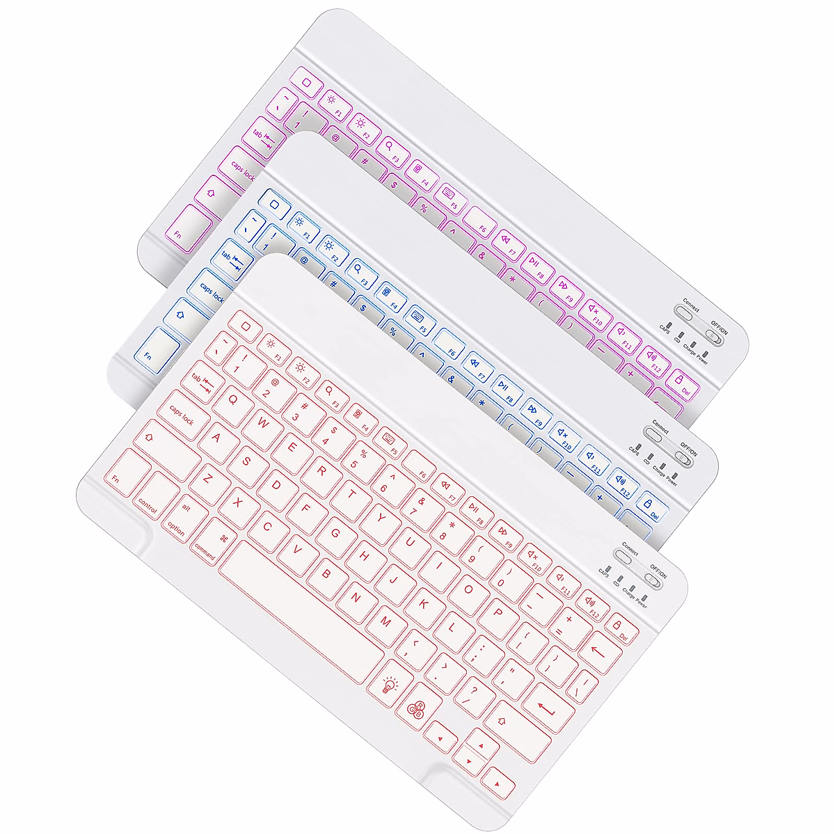 OMOTON Bluetooth Keyboard, Wireless Rechargeable Keyboard for iPad, iPad Pro, iPad Mini, iPad Air with Illuminated LED (White)