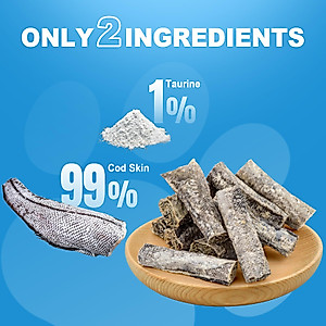 Amzey Cod Skin Dog Treats 24 OZ, High Protein Cod Fish Skin Rolls Rich in Omega-3, 100% Natural Dried Cod Fish Dog Chews for Teeth Cleaning, Pack of 4 Resealable Bags