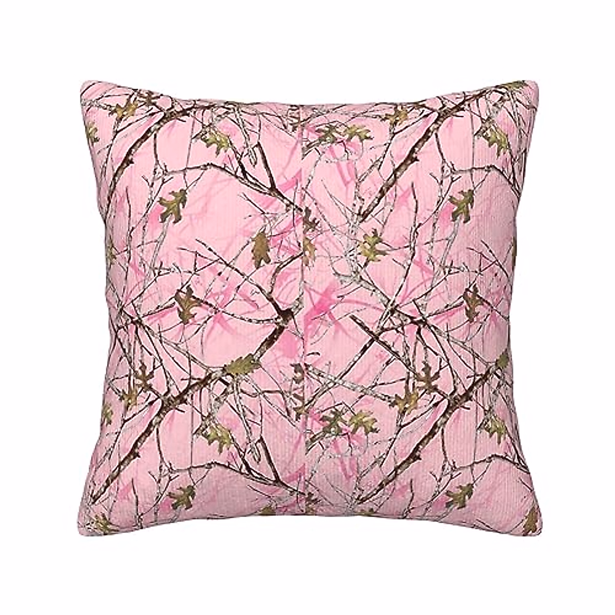Pink Leaves Camo Throw Pillow Covers Corduroy Pillowcases Soft Square Cushion Case Decorative Cushion Covers for Bedroom Sofa Farmhouse 18"x18"