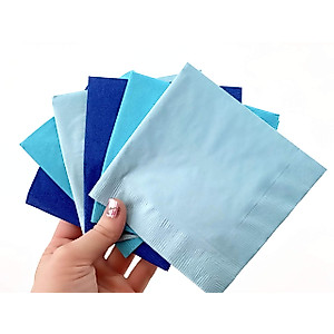 Blue Paper Napkins, Beverage, Drinks, Boy Birthday, Baby Shower, Cocktail, Bridal Shower, Party Supplies, Disposable Tableware, 50 Ct