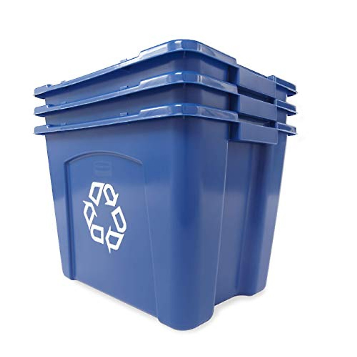 Rubbermaid Commercial Products, Recycling Bin/Box for Paper and Packaging, Stackable, 14 GAL, for Indoors/Outdoors/Garages/Homes/Commercial Facilities, Blue (FG571473BLUE)