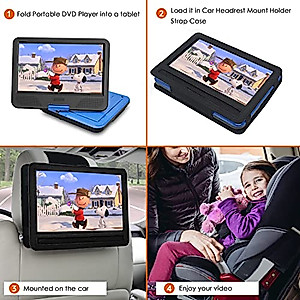 Portable DVD Player Headrest Mount Holder Car Headrest Mount Holder Strap Case for Swivel & Flip Style Portable DVD Player with 10 inch to 10.5 inch Screen (XCZB-10)