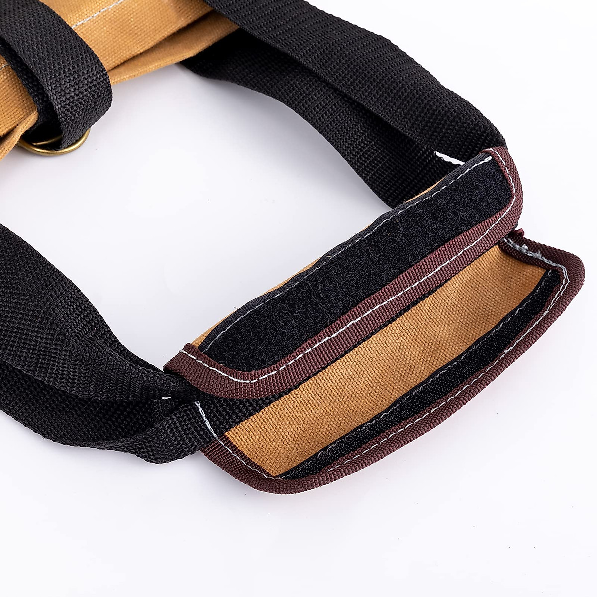 eletecpro Firewood Carrier 39x18 Inch Durable Waxed Canvas Log Carrier Heavy Duty, Fire Place Sturdy Wood Carring Bag with Handles Security Strap for Camping Indoor (khaki)