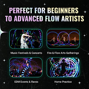 UltraPoi UltraKnob Handles Set (Pair (2)) - Rechargeable LED Poi Knob Handles for Poi Balls - Over 30 Rainbow Color Modes & Flashing Patterns - Silicone Knob Set for Poi, Flow Arts, & Light Spinning