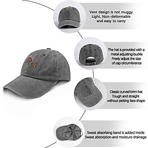 Hclnaoh Red Mushroom Baseball caps Cute Speckled Mushroom Baseball Cap Men Cotton Fishing Hats, Pigment Gray, One Size