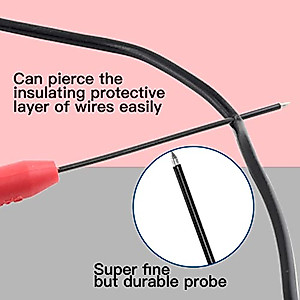 Zorveiio 2mm Needle Test Probes,2 Pack 600V/10A Non-Destructive Multimeter Test Leads Back Probe Pins for tl71 tl75 Fluke Leads
