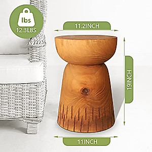 Athaliah Wood Side Table Stump End Table,19”H Rustic Wood Stump Side Table Stool,Wooden Round Side Table Stool Wooden Tree Stump End Table for Garden Patio Lawn Home Decor
